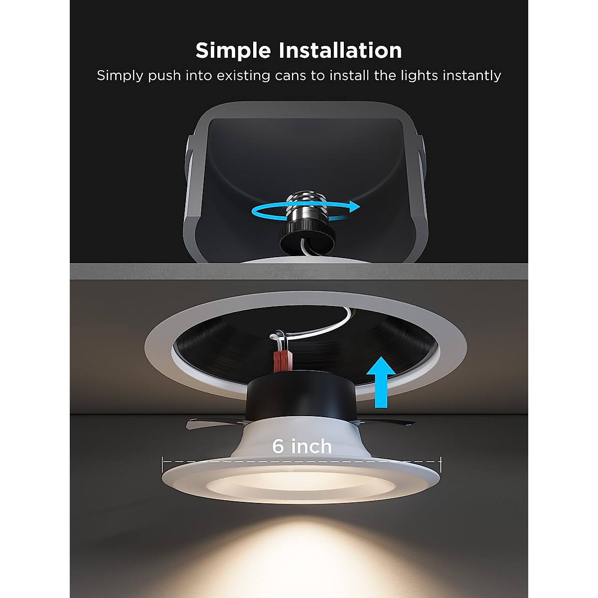 Govee Smart Recessed Lighting 6 Inch,1100 Lumen, 6 Pack Bundle Smart Retrofit Recessed Lighting 6 Inch 1000 Lumens, 4 Pack