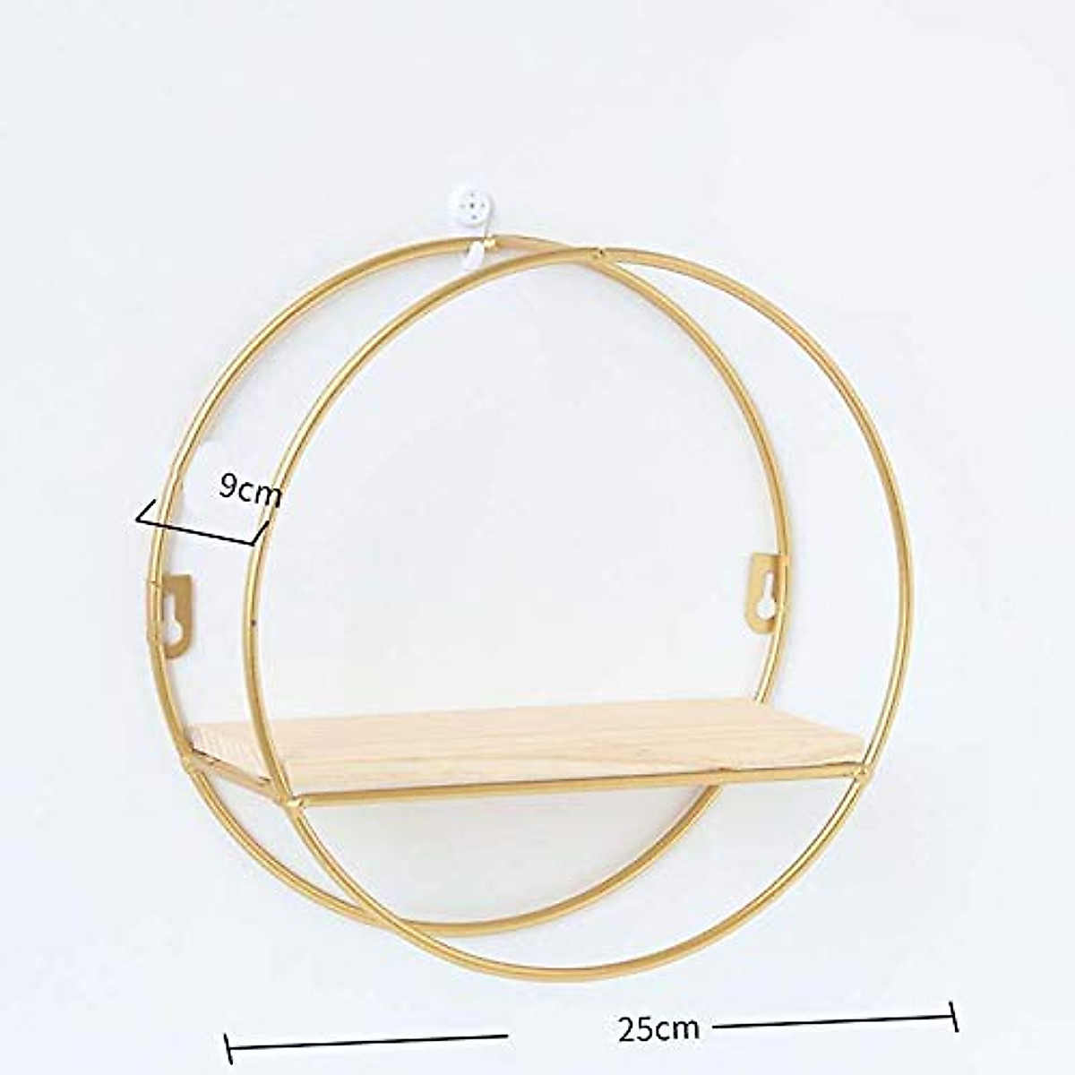 Hacoly Wall Mounted Round Gold Floating Shelves Storage Shelves for Wall Bedroom Living Room Bathroom Kitchen and Office, 25x9cm