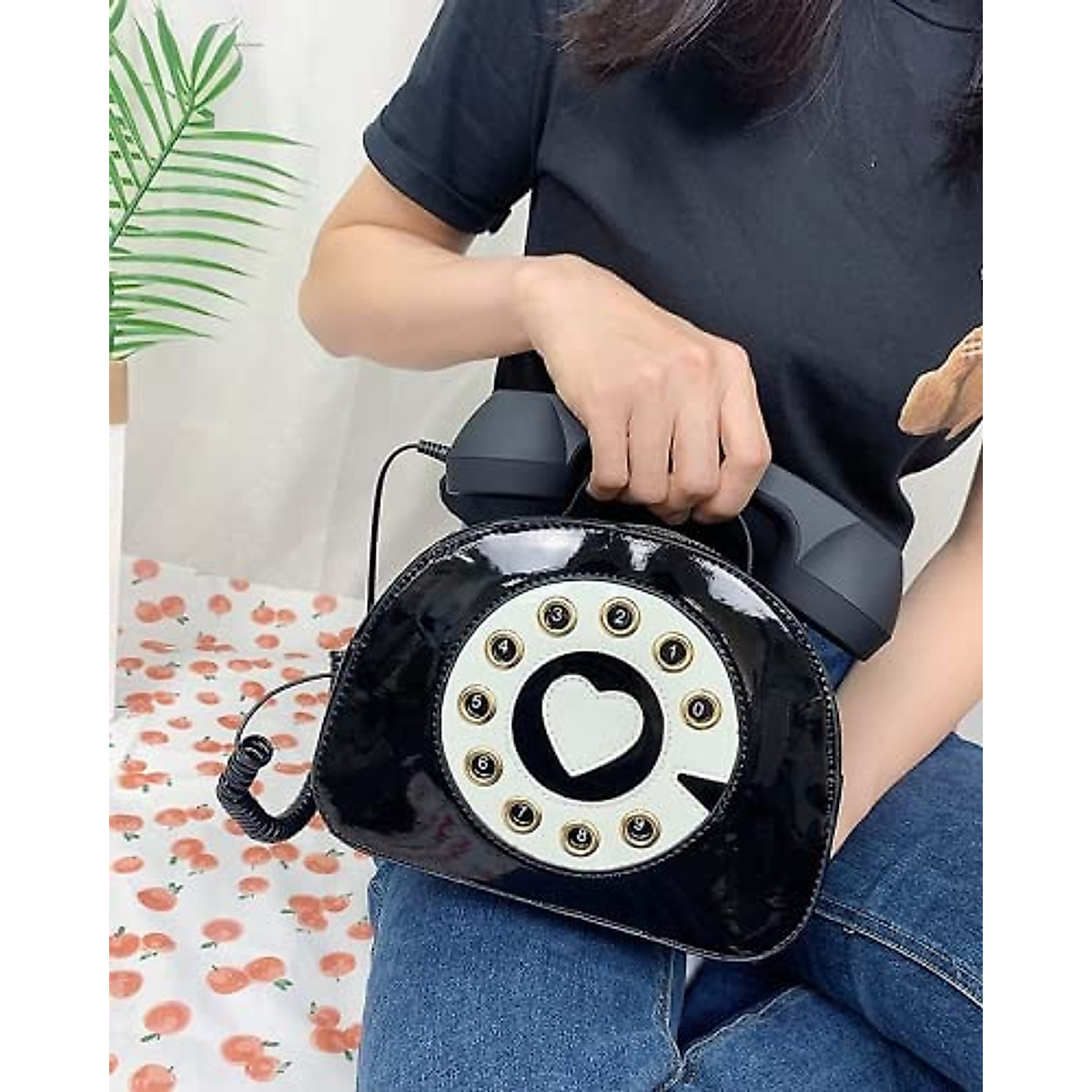 Women Chain Shoulder Bags Telephone Shape Purses Handbags Fashion Crossbody Bags Top-Handle Totes (black,womens,Large)