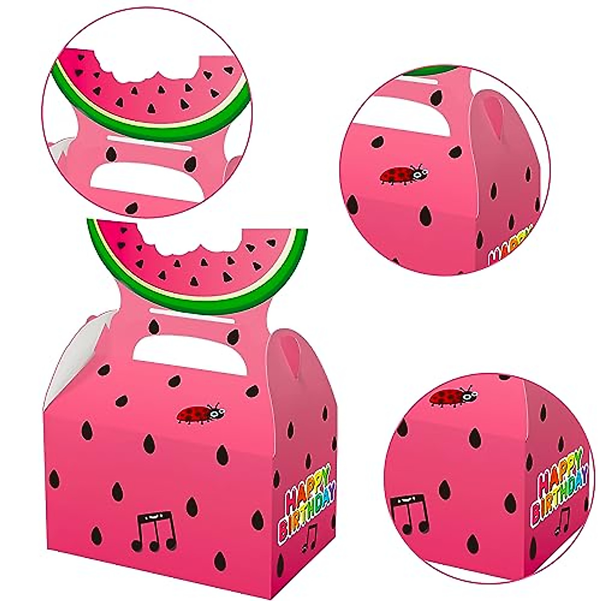 Cartoon Melon Birthday Party Supplies Goodie Bags 16 Pcs, Candy Gift Boxes for Kids Boys Girls J Watermelon One In a Melon Party Decorations Favors