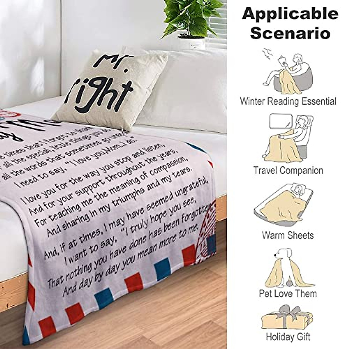 D-Story Best Dad Mom Ever Custom Blanket Memorial Gift for Father Mother: Made in USA, Personalized Photo Text Throw Blanket as Gift from Daughter Son Lightweight Blanket for Bed, Couch and Travel