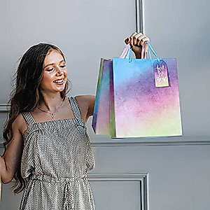 Large Gift Bags with Handles - 4 Packs 10" X 5" X 12" Paper Glitter Colorful Paper Bags with Tissue Paper for Birthdays, Weddings, Anniversaries, Mother's Day, Parties, Baby Shower Goodie Bags¡­