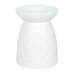 Something Different Ceramic Mandala Oil Burner (12.5cm x 9.5cm x 9.5cm) (White)