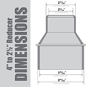 Peachtree Woodworking Supply 4 inch to 2-1/2 inch Reducer with 4 inch Flexible Cuff Rubber Coupler Fitting and Stainless Steel Hose Clamps with Turn Key Thumb Screw to Tighten & Loosen