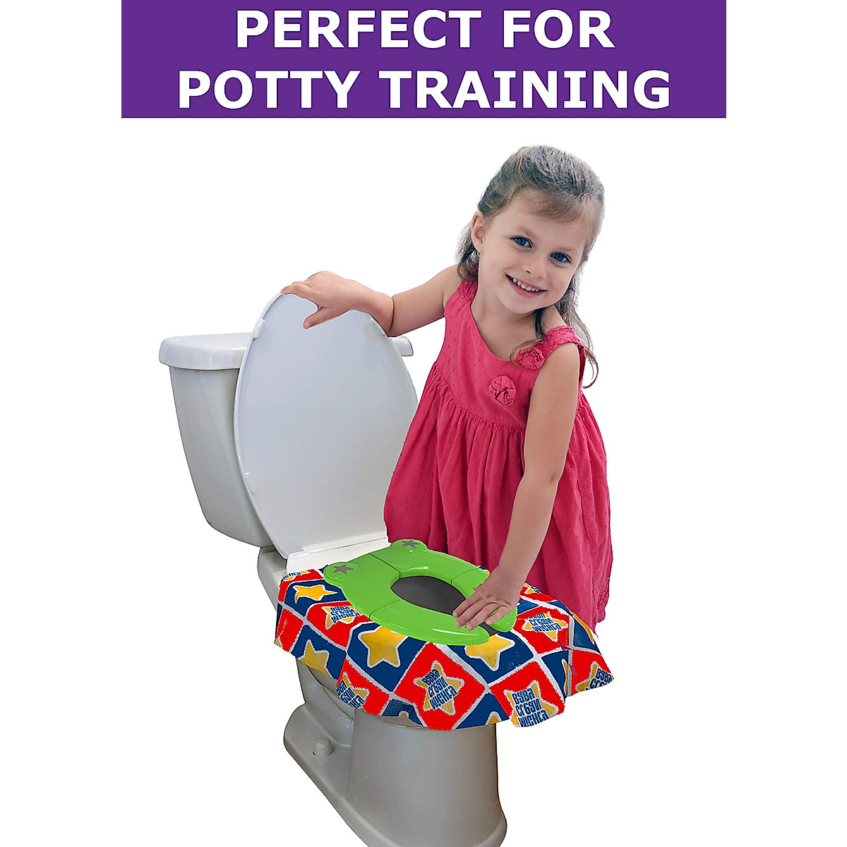 Mighty Clean Baby Folding Travel Potty Seat - Non-Slip, Portable Toilet Training Seat for Toddlers and Kids with a Reusable Travel Pouch