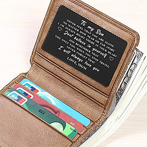 DEGASKEN To My Son Gifts Wallet Card from Mom, I Love You College Graduation Gifts for Son, Christmas Valentines Father's Day Presents