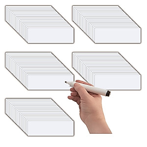 STTMGN Dry Erase Magnetic Name Tags,Magnets for Classroom(1x3",Pack of 100),Write On Labels,Waterproof/Reusable for Office&File Cabinet&Whiteboard&Fridge(White)