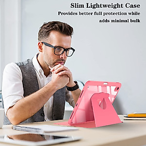 Supveco Case for iPad 10th Generation 2022 with Pencil Holder-(360 Degree Rotation & Auto Wake/Sleep), Premium Folio Stand Case with Flexible Viewing Angles for Apple iPad 10.9 Inch 2022-Watermelon