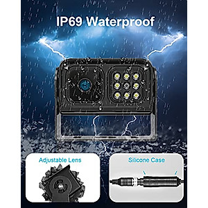 2K Backup Camera Systems, 7 Inch Vehicle Back Up Cameras with IP69 Waterproof Rear View Camera IR Night Vision, Wire Reserve Camera with Suction Cup Mount Bracket