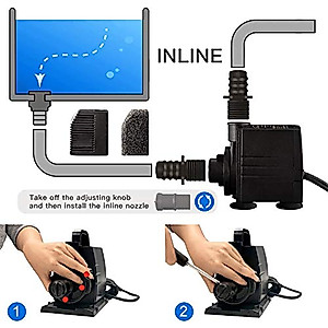 Simple Deluxe 1056GPH 276W Submersible Pump With 15' Cord, Water Pump For Fish Tank, Hydroponics, Aquaponics, Fountains, Ponds, Statuary, Aquariums & Inline