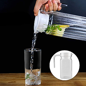Haofy Acrylic Pitcher, Small Plastic Pitcher Juices Pitcher, Transparent Water Jugs Broken Resistant Beverage Jugs, Storing Milk Juices Tea Lemonade, with Lid and Handle(500ML)