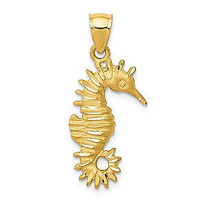 Diamond2Deal 14k Yellow Gold Seahorse Pendant (L- 26 mm W- 11 mm)
