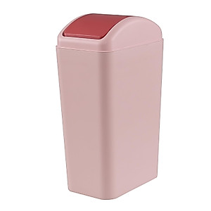 Dehouse 10 L/2.6 Gallon Trash Can with Swing-Top Lid, Plastic Swing-Top Trash Can, Pink