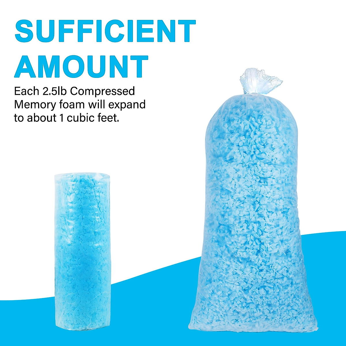 DR.DUDU 2.5lbs Bean Bag Filler Foam, Shredded Gel Memory Foam Filling, Premium Soft and Comfortable Pillow Stuffing Foam for Couch Cushion Dog Bed Chair Arts Crafts Stuffed Animal