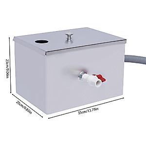 Leblett 20L Commercial Grease Trap,Stainless Steel Grease Interceptor with Automatic Shut-off Device,Under Sink Grease Trap Waste Water Oil-water Separator,for Restaurant Factory Home Kitchen