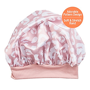 Red by Kiss Baby Satin Bonnet Sleep Caps Hair Wraps Hair Bonnet (Pink Leopard)