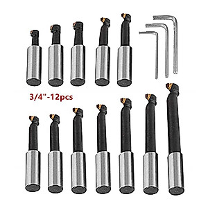 / 4 in Boring Head + R8-1-1/2-18 (7/16) Boring Bar + 3/4in Boring Cutter Set 40CR with Wrench for Household Industrial Use