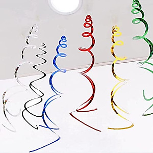 30 Pieces Hanging Swirls Party Decorations Foil Swirl Hanging Decoration，for Ceiling Birthday Graduation Wedding Christmas Halloween Celebration Party Decor 22"
