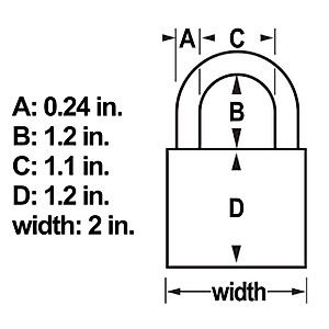 Padlock with Key - 2" Large Heavy Duty Pad Lock 5 Matching Keys - Weatherproof Rust Resistant Steel Brass Keyed Alike Padlocks, Gate Locks for Outdoor Fence, Door, Gym Lockers, Storage Unit (1-Pack)