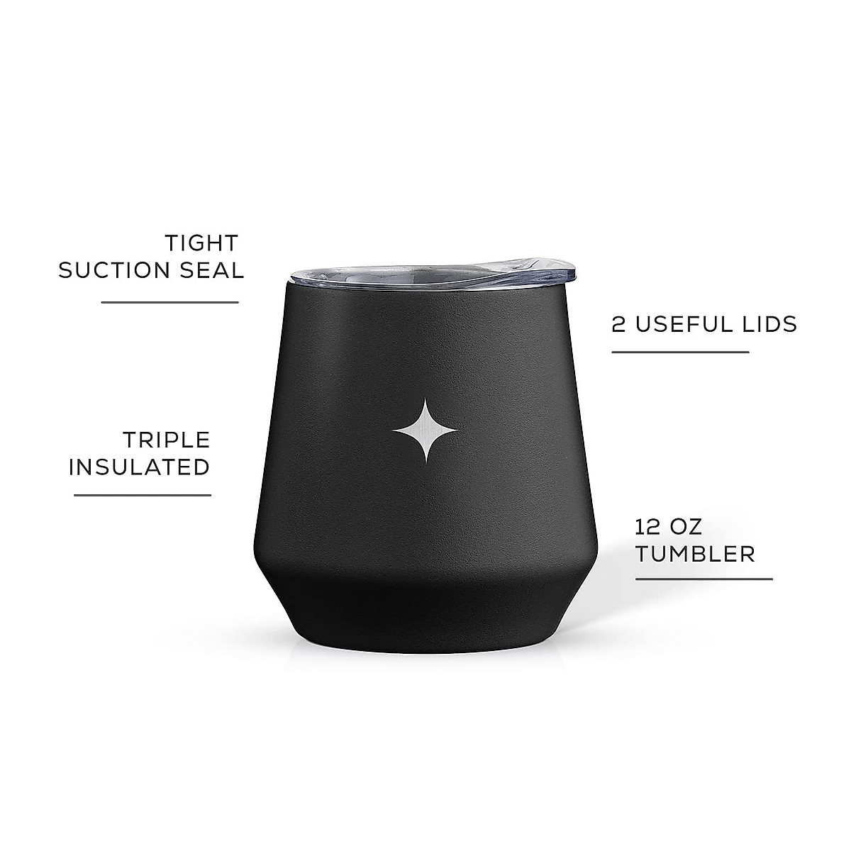 JoyJolt Tri-Insulated Wine Tumbler with Lid Pack. 12 oz Tumbler, Slider and Straw Lids. Vacuum Double Walled Stainless Steel Stemless Wine Glass, Copper Lined for Very Cold Drinks, Travel and Camping