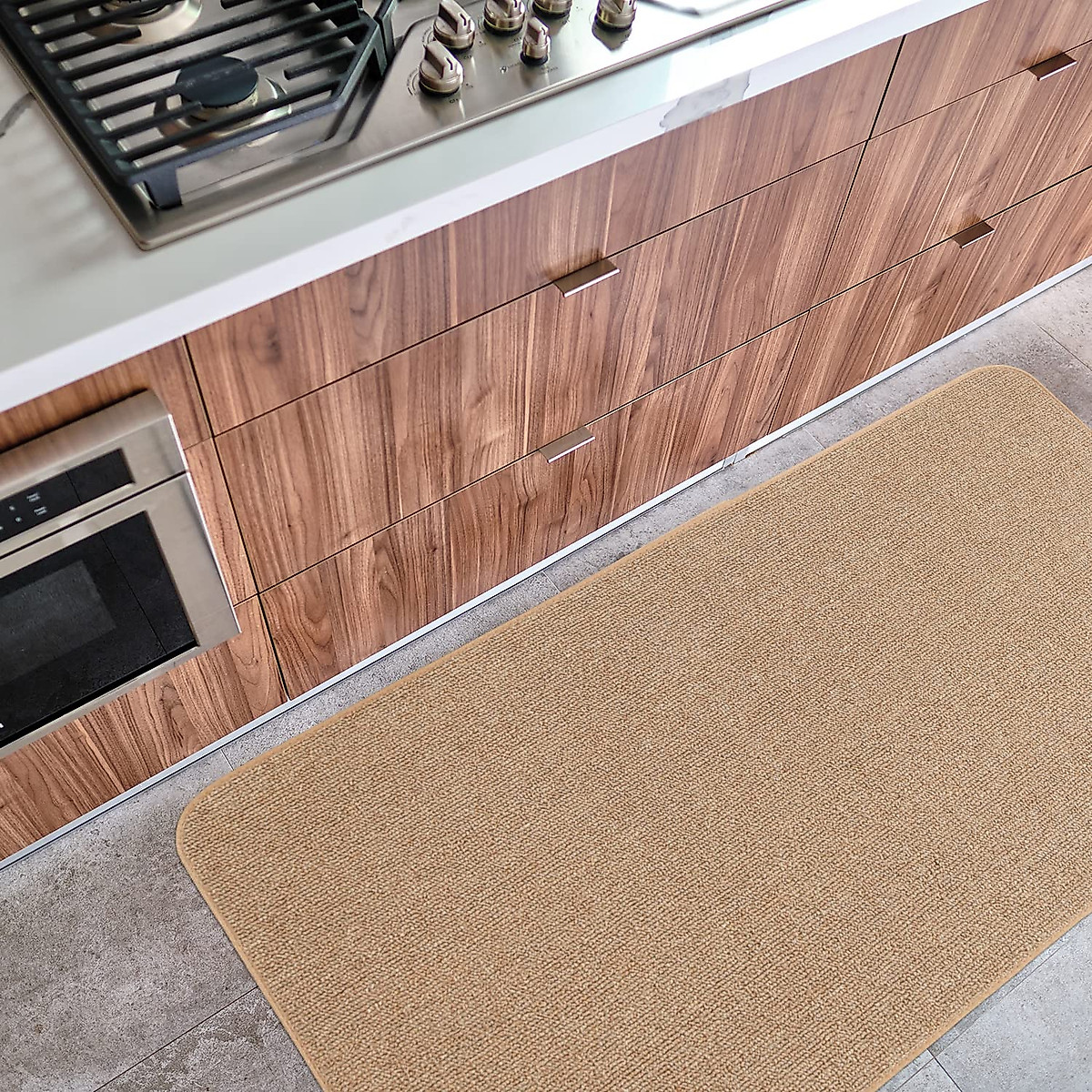 House, Home and More Skid-Resistant Carpet Indoor Area Rug Floor Mat - Pebble Beige - 3 Feet X 3 Feet