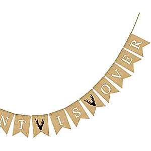 The Hunt is Over Banner Burlap Bunting Banner Garland Flags for Hunting Festival Party Decorations