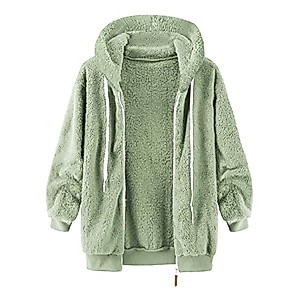 Winter Clothes for Women Plus Size, Coats for Women, Winter Jackets for Women Warm Lightweight Fleece Plush Zipper Hooded Jacket Comfy Coats Green
