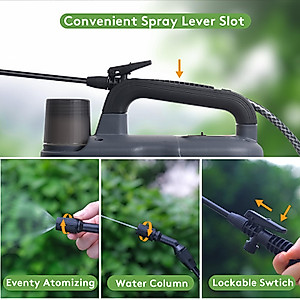 BHeadCat Battery Powered Garden Sprayer 1 Gallon/4L, Electric Pump Sprayer with Lockble Handle and USB Cable, Portable Sprayer with Adjustble Nozzle and Shoulder Strap for Garden Lawn Cleaning