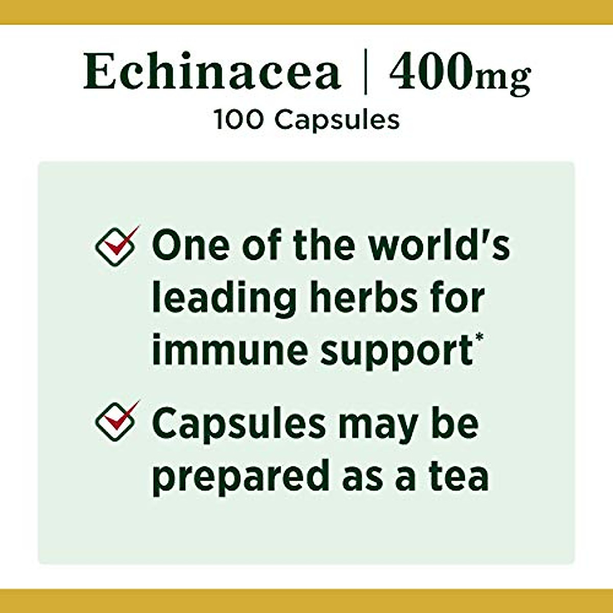 Echinacea by Nature's Bounty, Herbal Supplement, Supports Immune Health, 400mg, 100 Capsules