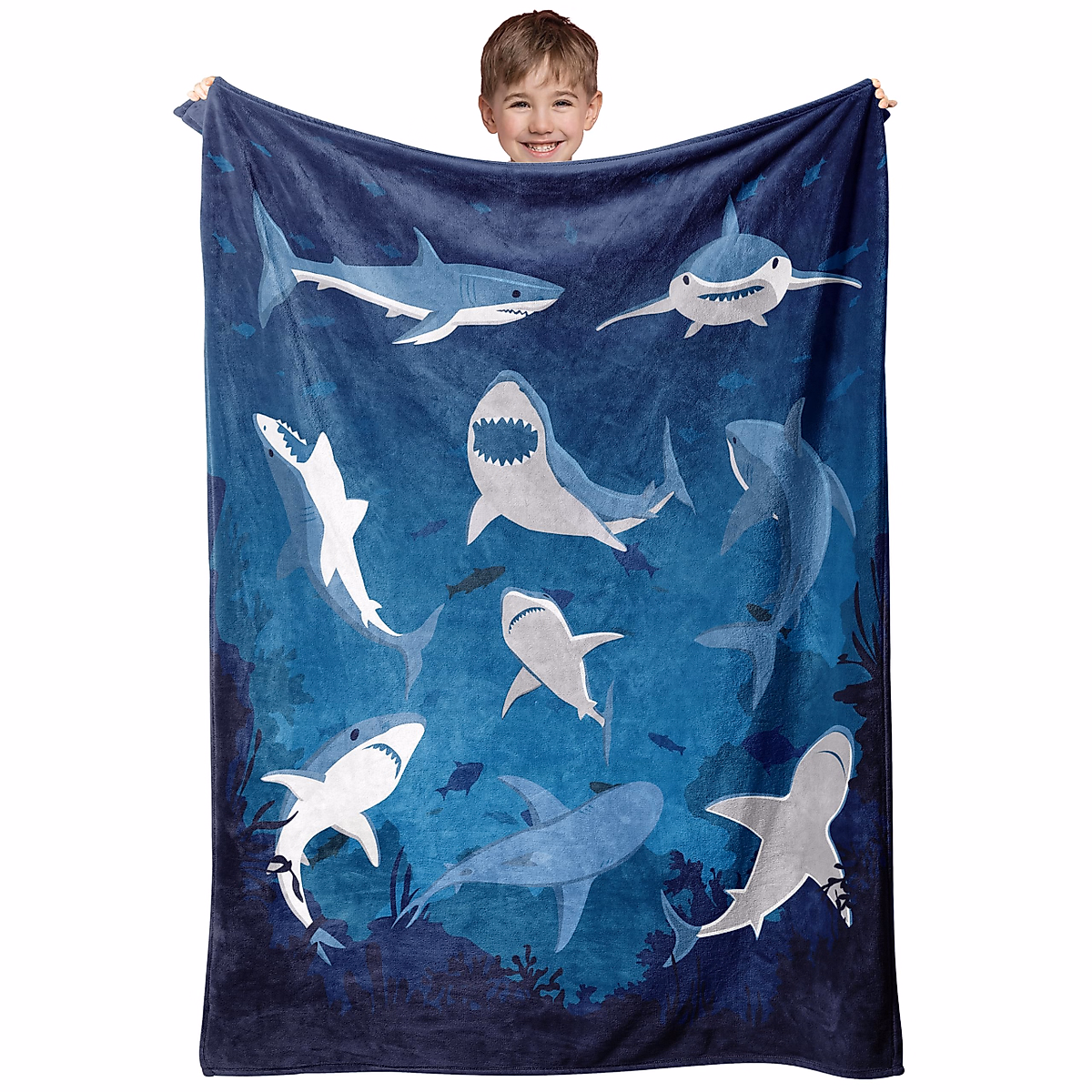 Shark Throw Blanket, 320gsm Kids Blanket Fluffy Cozy Soft Warm Plush Lightweight Decorative Blanket Gifts for Boys Girls Women Men Baby, Blankets Quilt for Bed Sofa Chair Couch (50"x40")
