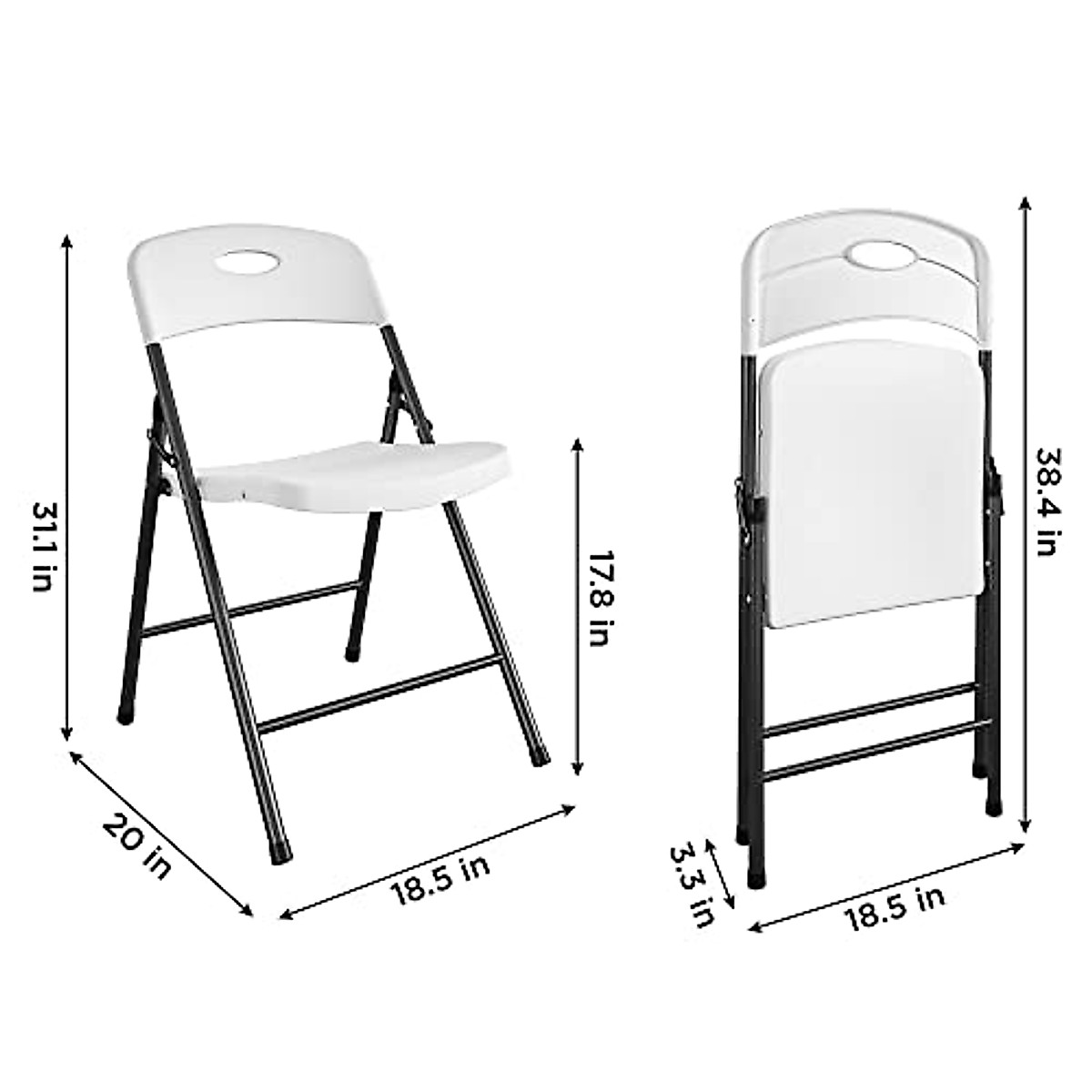 CoscoProducts COSCO Solid Resin Folding Chair, 4-Pack, White