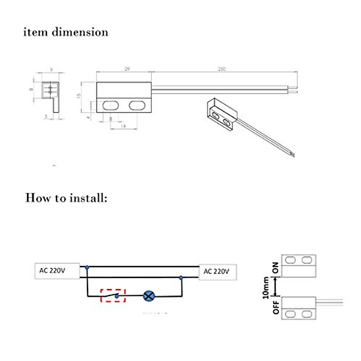 xin-sheng 110V Wired Door Magnetic Switch clostet Switch（1 set）
