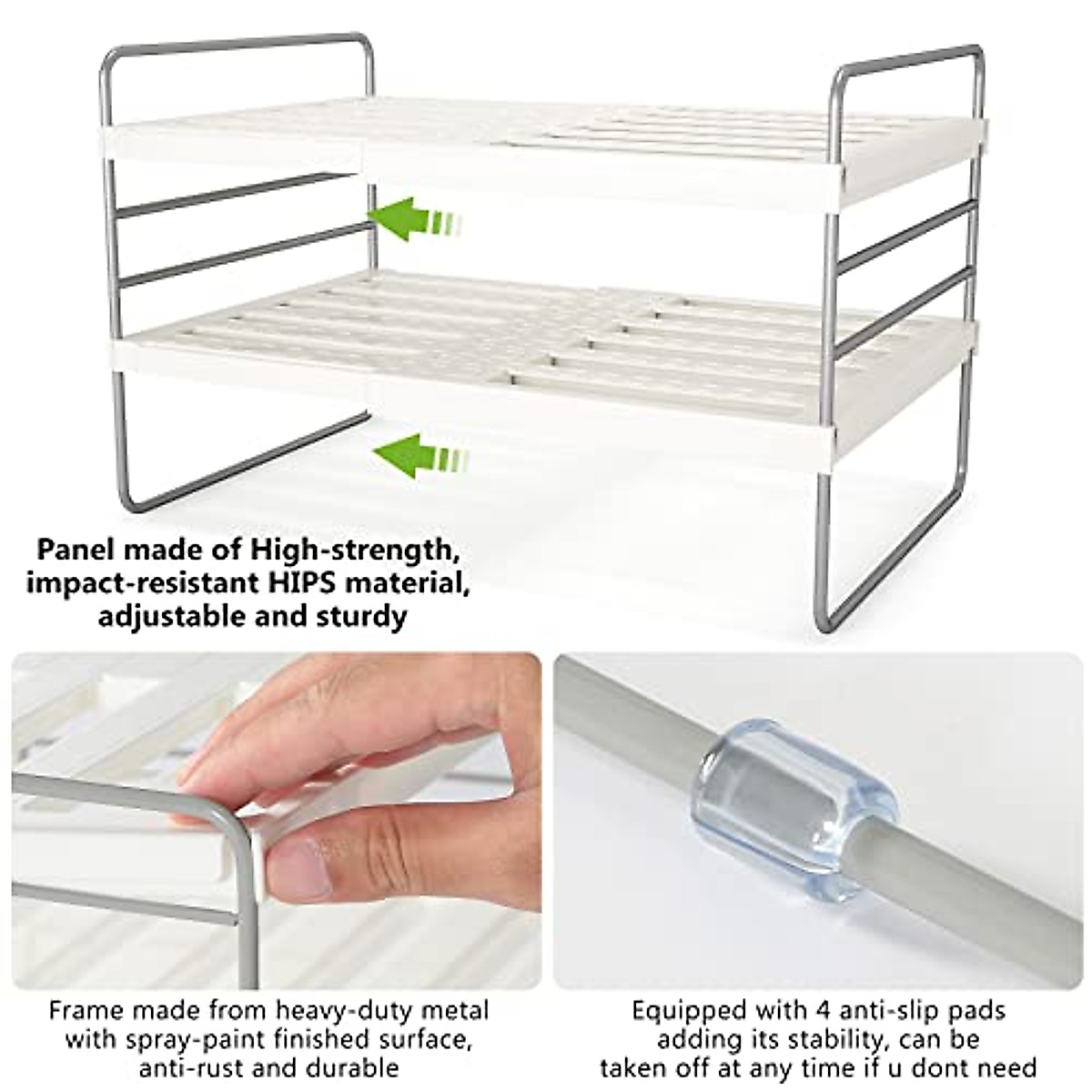 1Easylife Expandable Foil Organizer, 3-Tier Stackable Cabinet Shelf Organizers Adjustable Kitchen Wrap Box Organiser Rack Storage for Countertop Pantry(9.84 to 15.74" L)