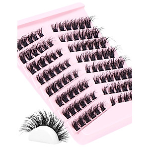 DIY Lash Extension Kit Fluffy Flat Lash Clusters with Kit Lash Bond and Seal and Cluster Eyelashes Applicator Tool D Curl Eyelash Extension Kit Individual Lashes Cluster by FANXITON