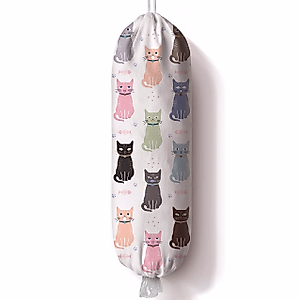 Cute Cat Grocery Bag Storage Holder, Grocery Shopping Bags Carrier,Plastic Bag Dispenser Garbage Bag Organizer for Kitchen Cat Home Kitchen Décor, Gifts for Women Mom Family Friends 23"x9"