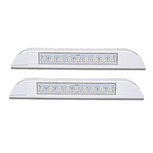 Raycharm 10" RV & Marine Boat LED Awning Porch Utility Light Fixture, 40° Down Angle Beam, 6000K Cool-White Super Bright, 12V/24V DC, High Light-Output Low Ampere Draw, Waterproof White Finish, 2-Pack