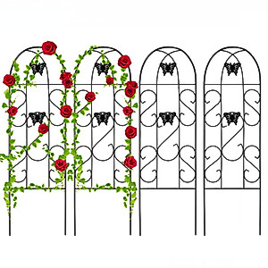 Amagabeli 4 Pack Garden Trellis for Climbing Plants 60" x 18" Rustproof Sturdy Black Iron Trellis for Potted Plant Support Butterfly Metal Trellis for Climbing Roses Vine Flower Cucumber Clematis GT02