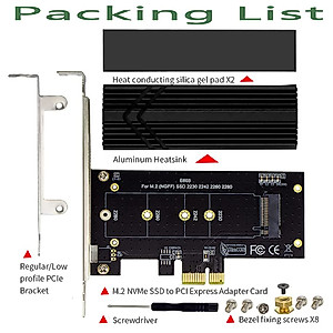 NVMe M.2 Adapter PCIe SSD to PCI-eX1/X4 / X8 / X16 Controller Expansion Card, M.2 (NGFF) SSD Pcie Adapter Converter Card with with Aluminum Heat Sink for M.2 (M Key) NVMe SSD 2280/2260/2242/2230