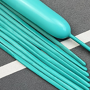 260 Balloons Teal Blue, Thickened 100 Pack Long Balloons Twisting Skinny Magic Balloons for Balloon Arch Animals Clown Kids Birthdays Party Baby Shower Bachelorette Weddings Decorations Supplies