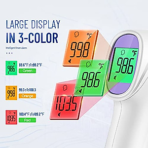 GoodBaby No-Touch Digital Forehead Thermometer, Infrared Thermometer for Adults, Kids & Babies, 1 Second Measurement, Fever Alert and 35 Sets Memory, Purple