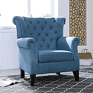 LOKATSE HOME Accent Chair Modern Club Armchair Indoor Furniture Comfy Upholstered Single Sofa for Living Room, Bedroom, Blue