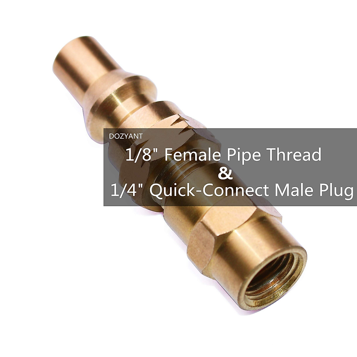 DOZYANT Propane Quick Connect Disconnect Adapter Fitting for Weber Q 100, 1000, 200, 2000, 1200, 2200 Portable Gas Grill - 1/8 in Female Thread x 1/4 in Male Quick Connect Plug