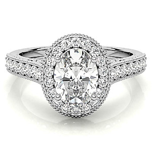 Kiara Gems 5.15 Carat Oval Diamond Moissanite Engagement Ring Wedding Ring Eternity Band Vintage Solitaire Halo Hidden Prong Setting Silver Jewelry Anniversary Promise Ring Gift (7)