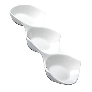 YARNOW 3 Compartment Plates 11 Inches Ceramic Serving Platter 3 Compartment Appetizer Serving Tray White Sauce Plate for Home Use Divided Serving Tray