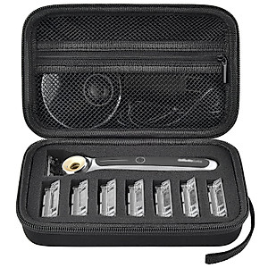 PAIYULE Travel Case Compatible with Gillette Heated Razor for Men, Starter Shave Kit Storage Holder for Blade Refills, Clipper Guards, Charging Dock and Accessories-Black(Box Only)