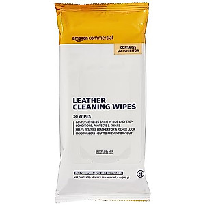 AmazonCommercial Leather Cleaning Wipes, 30 Count, 4 Pack (120 Total Wipes)