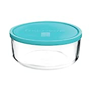 BORMIOLI ROCCO Round Storage Bowls With Blue Lids, 4 CT