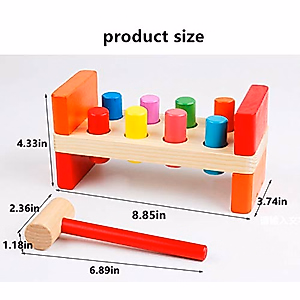 Joyshare Pounding Bench Wooden Toy with Mallet, Hammer Toys for Toddlers 2-3 4 5 Year Old