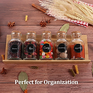 5oz Glass Bottles Jars with Cork Lids,15 Pack Spice Jars with Labels,150ml Kitchen Storage Jars Glass Canister for Herbs,Tea Leaves,Candy,Seasoning,DIY Crafts,Decorations