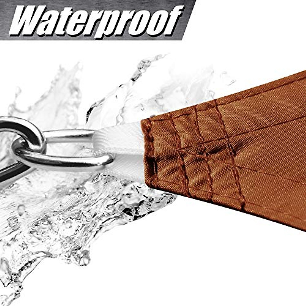 ColourTree 100% Blockage Waterproof 9.5' x 9.5' Sun Shade Sail Canopy  Square Brown - Commercial Standard Heavy Duty - 220 GSM - 3 Years Warranty